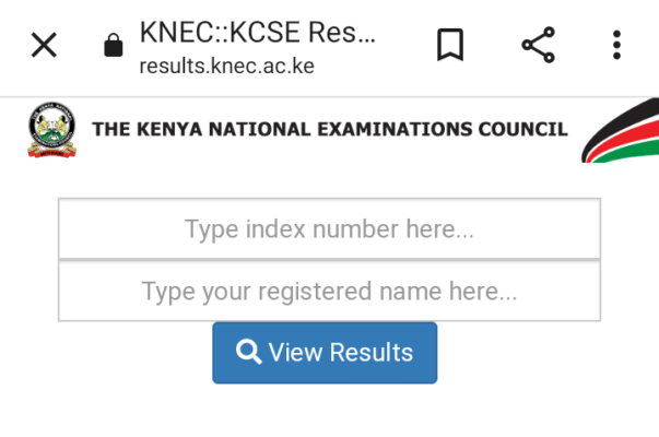 KCSE Exam Result Slip